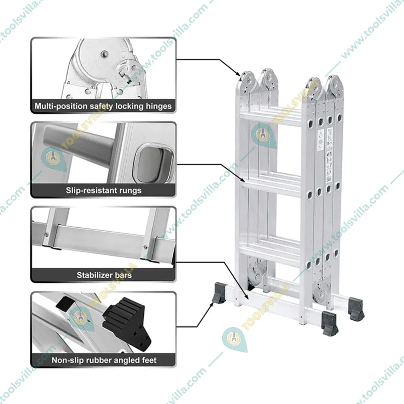 Heavy Duty 4 x 3 Foldable 12 Steps Multipurpose Ladder With 1 Year Warranty