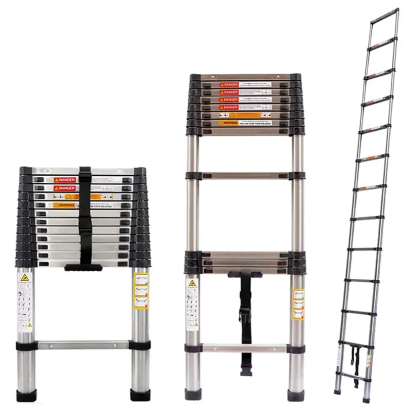 Made in India 13-Steps (12.5 ft) Stainless Steel Telescopic Ladder with ...
