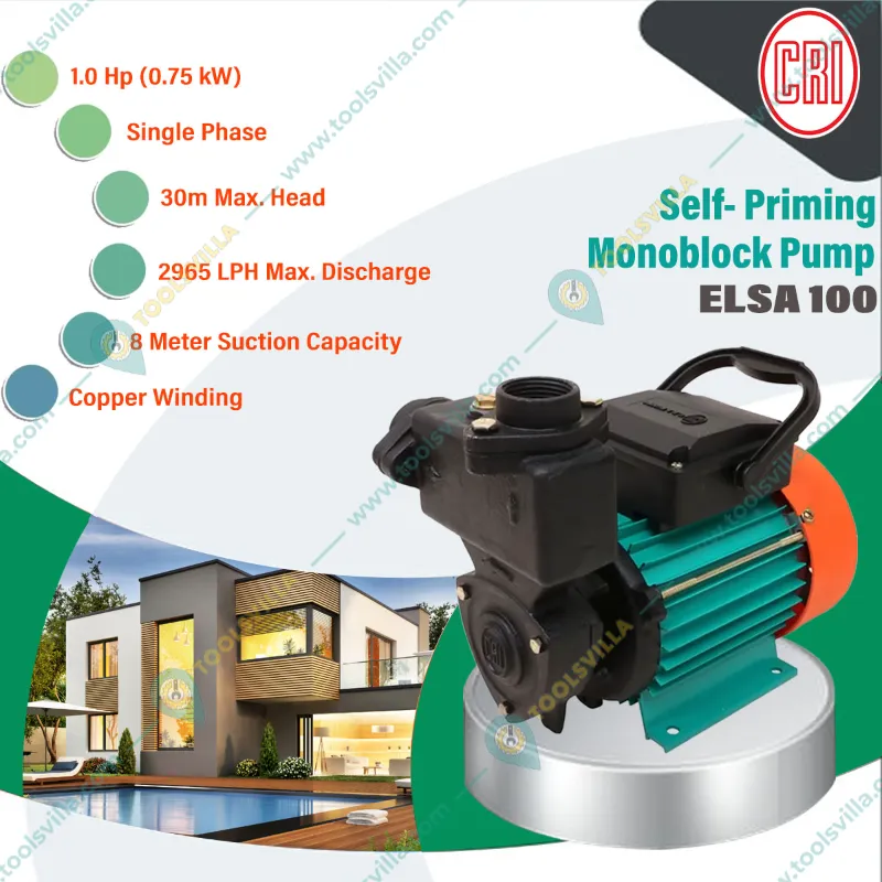 CRI 1 Hp 1Phase Copper Winding Mini Self Priming Monoblock Pump, 30m ...