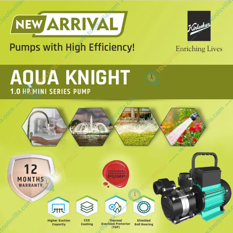 Kirloskar (AQUA KNIGHT 100) 1.0 HP Single Phase Monoblock Pump With 1 ...