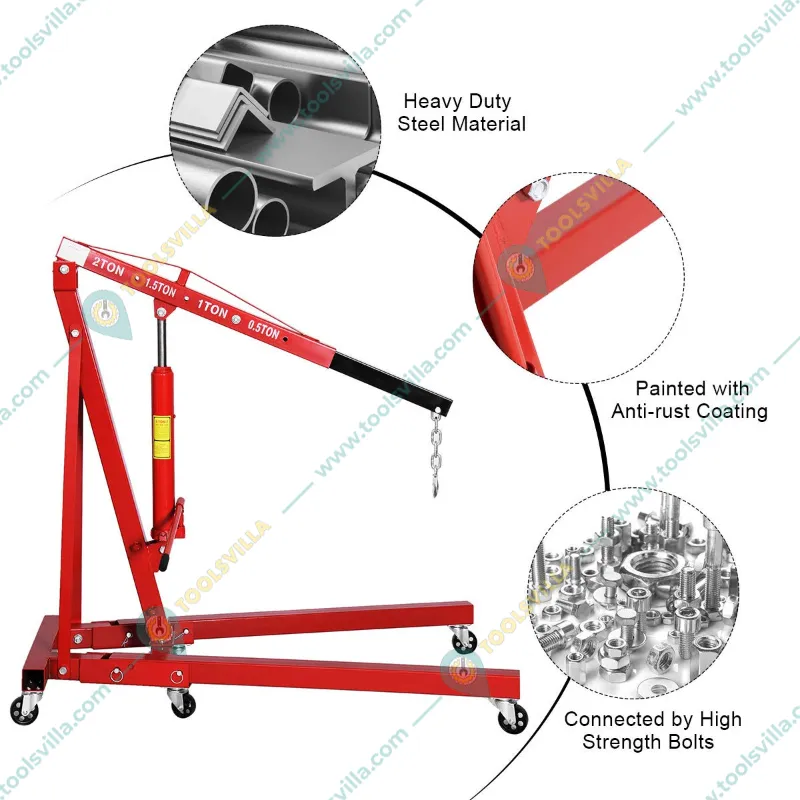 HT 2 Ton Capacity Folding Hydraulic Floor Crane with 2450 mm Maximum ...