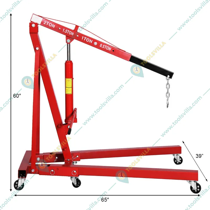 HT 2 Ton Capacity Folding Hydraulic Floor Crane with 2450 mm Maximum ...