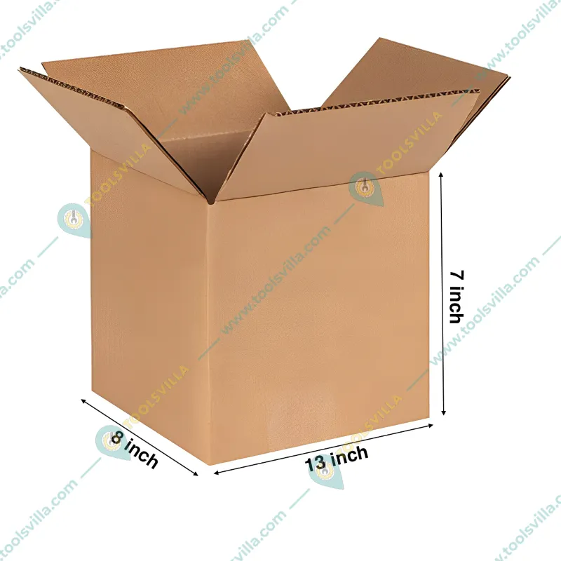 Corrugated 3 Ply Brown Packaging Box, 13x8x7 inch