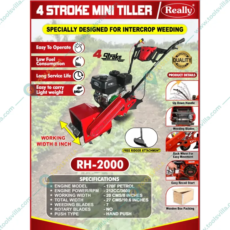 Really RAPL-RH-2000 Power Weeder 7HP, 4 Stroke Petrol Engine With 8 ...