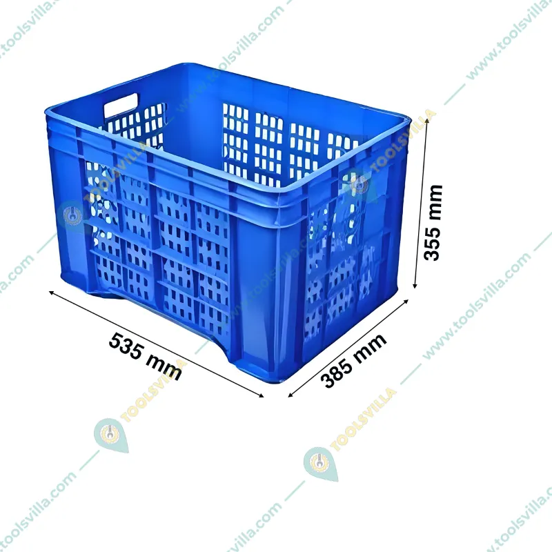 Premium Quality 56 Liter 535x385x325 mm Rectangular Crate, Pack of 3