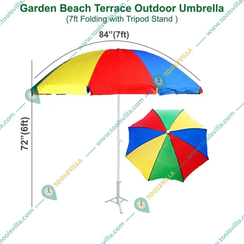 7 Feet Outdoor Patio Umbrella with Tripod Stand