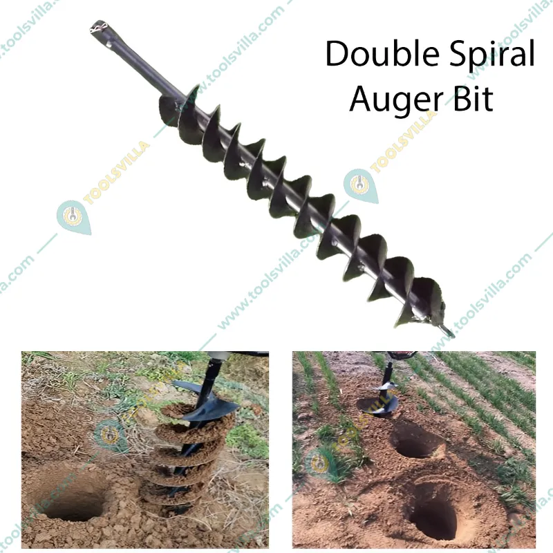 8 inch 2.6 ft Double Spiral Auger Bit Fit with Earth Auger Machine