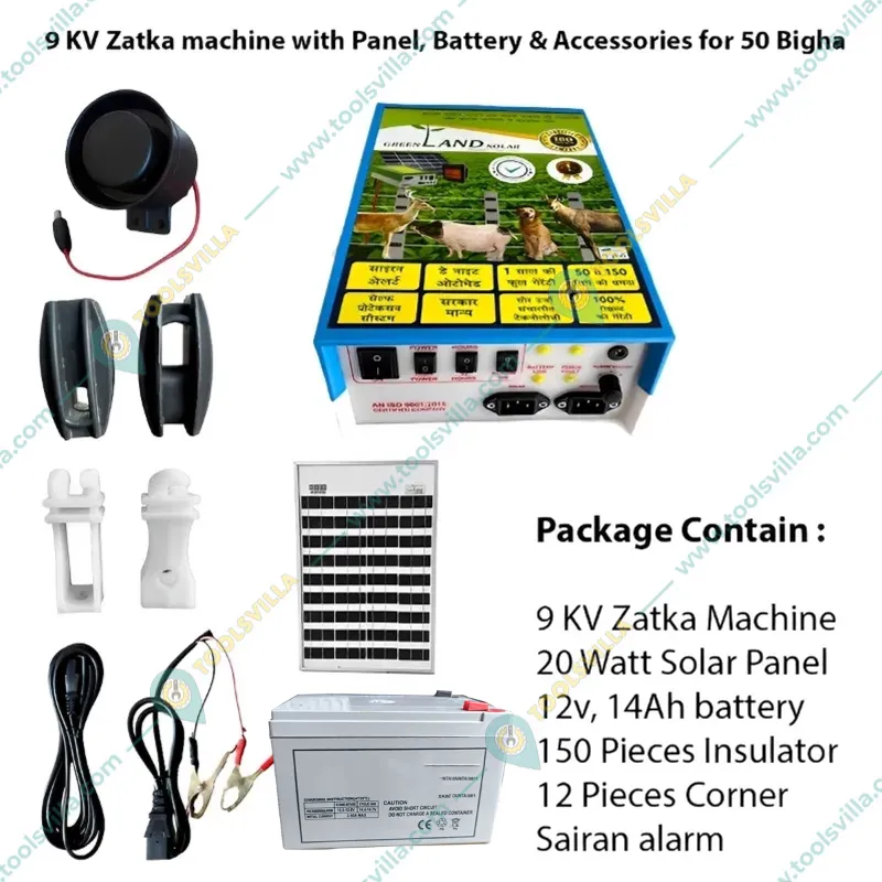 8 KV Zatka machine with Panel, Battery & Accessories for 50 Bigha