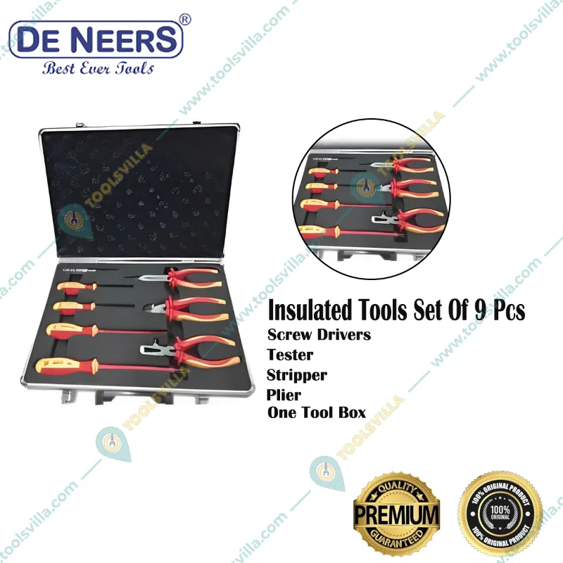 DE NEERS Insulated Tools Set Of 9 Pcs (8 PCS + 1 Aluminum Tool Box)