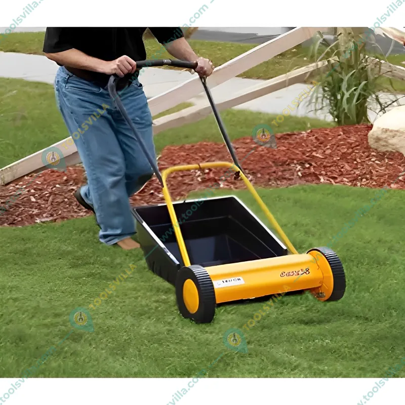 Hand Lawn Mower with 3 Height Adjustment, 15 inch Cutting Width