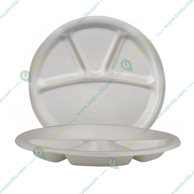 Ecofriendly 4 Compartment Round Plates (Pack of 25)
