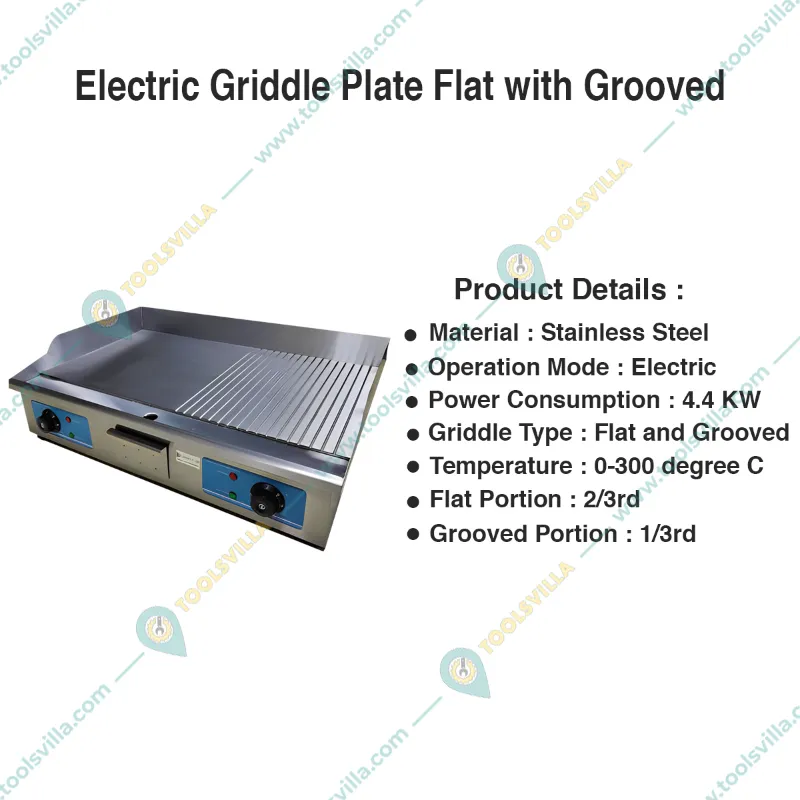 Commercial SS Electric Griddle Plate Flat with Grooved 4.4 KW