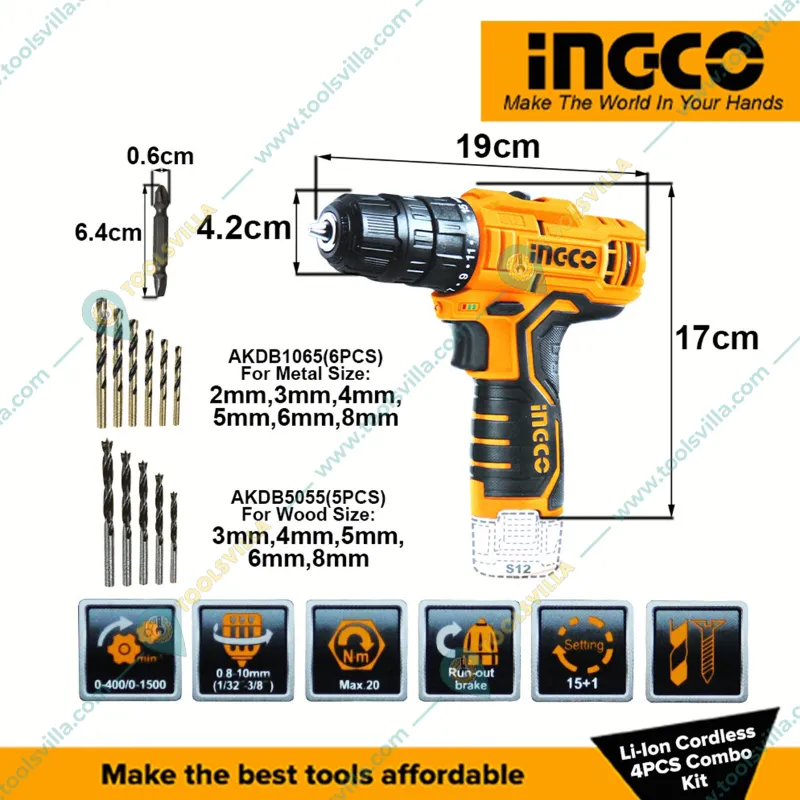 Ingco 20V Cordless Tool Combo Pack (COSLI22121)