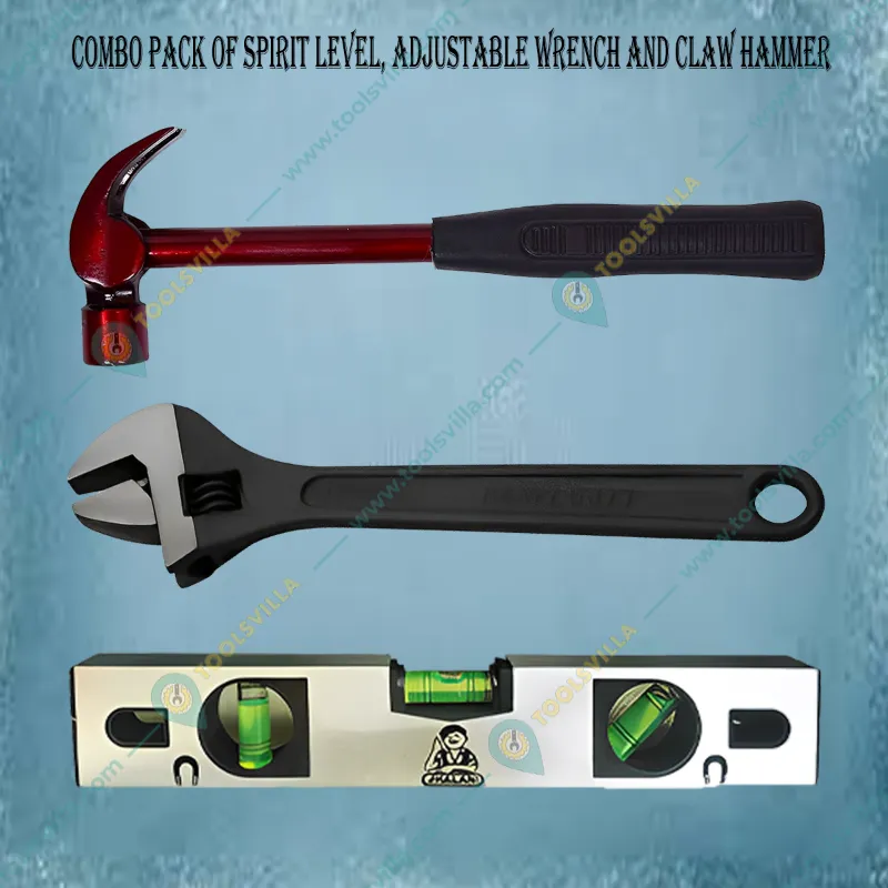 Jhalani 3 Items Combo Pack of Spirit Level, Adjustable Wrench and Claw ...