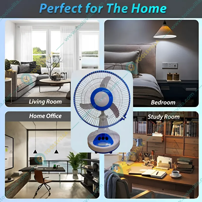 12 Inch AC-DC Solar and Battery Rechargeable Fan