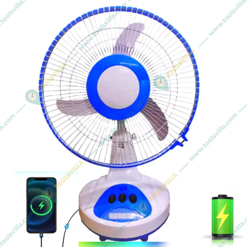 12 Inch AC-DC Solar and Battery Rechargeable Fan