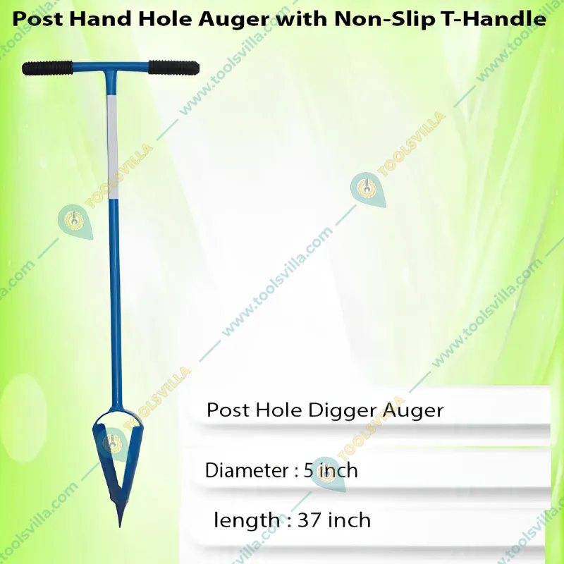 Post Hand Hole Auger with Non-Slip T-Handle, 5 inch Dia
