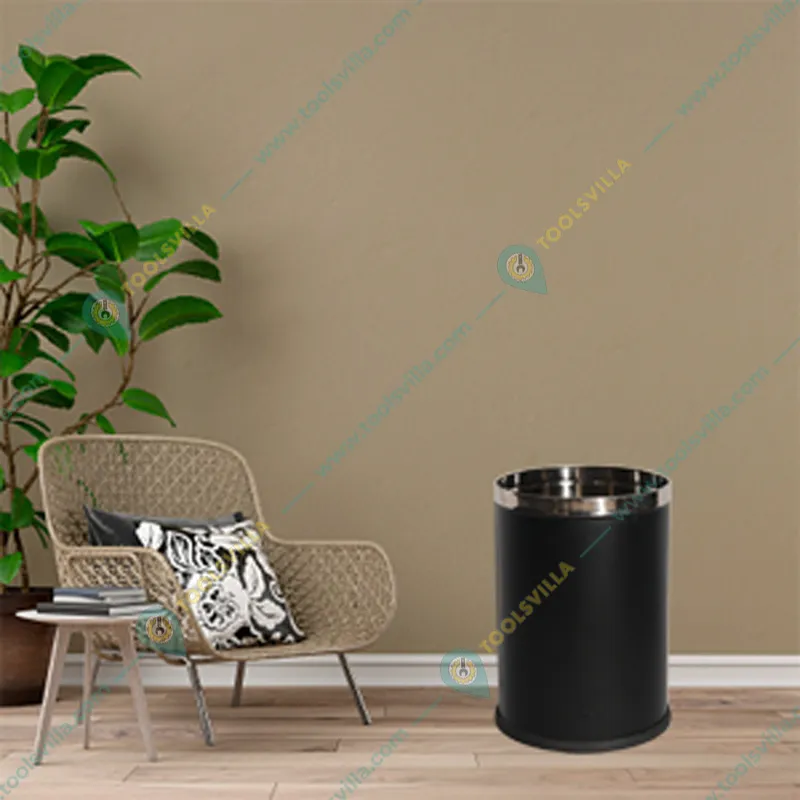Mofna 18L, 10x14 Inch Black Solid Dustbin, Stainless Steel Cylindrical ...