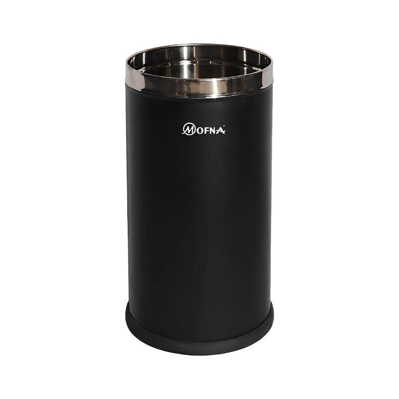 Mofna 18L, 10x14 Inch Black Solid Dustbin, Stainless Steel Cylindrical ...