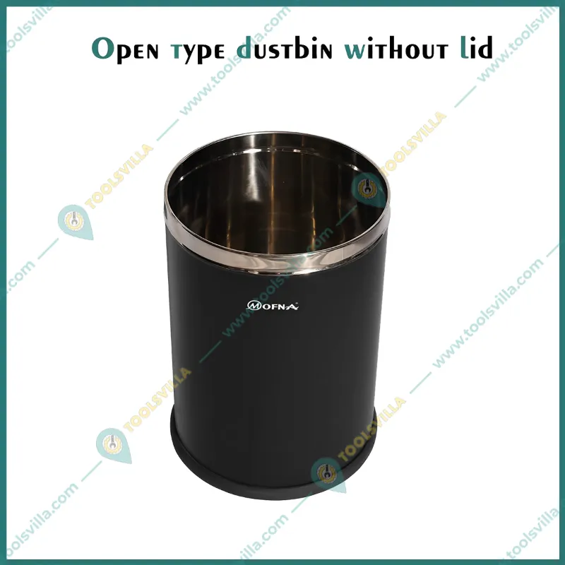 Mofna 18L, 10x14 Inch Black Solid Dustbin, Stainless Steel Cylindrical ...
