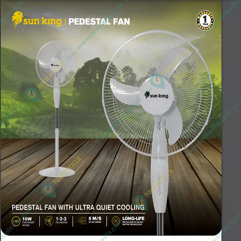 Sun King Solar Powered Pedestal Fan Ultra Quiet Cooling