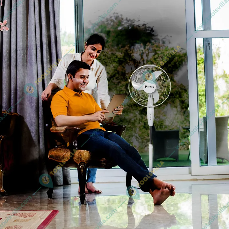 Sun King Solar Powered Pedestal Fan Ultra Quiet Cooling