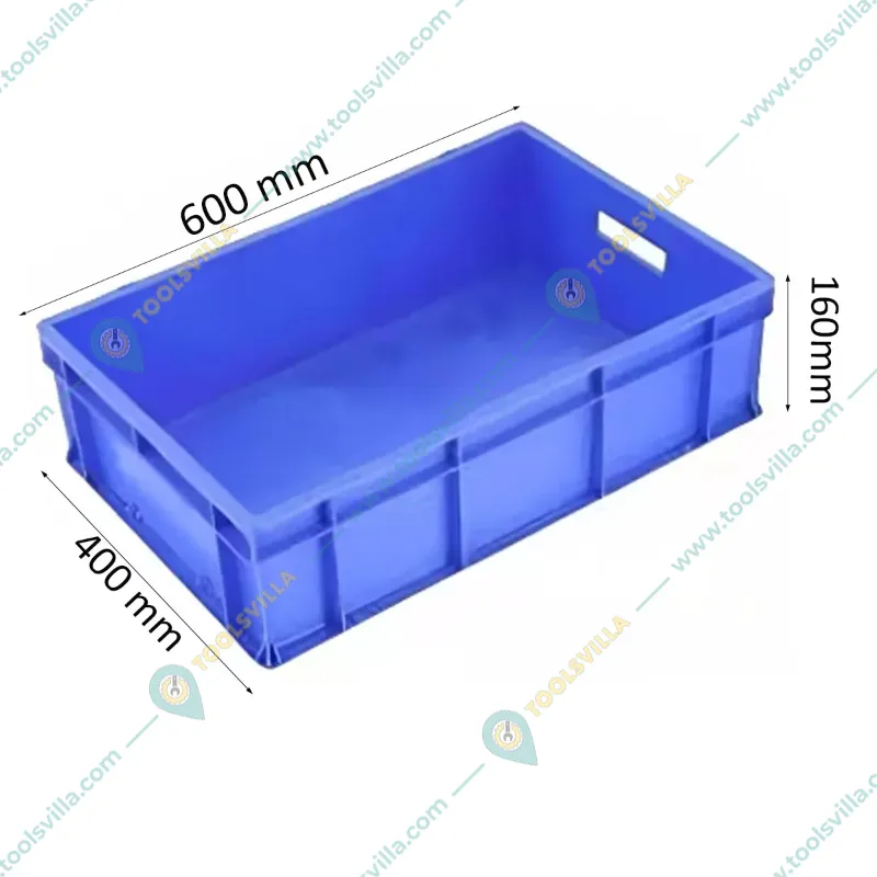 Supreme 32 Liter 600x400x160 mm Blue Plastic Crates, Pack of 3