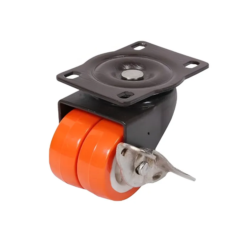 64mm Height Steel & Plastics Radius Flat Double Puff Caster Wheel With ...