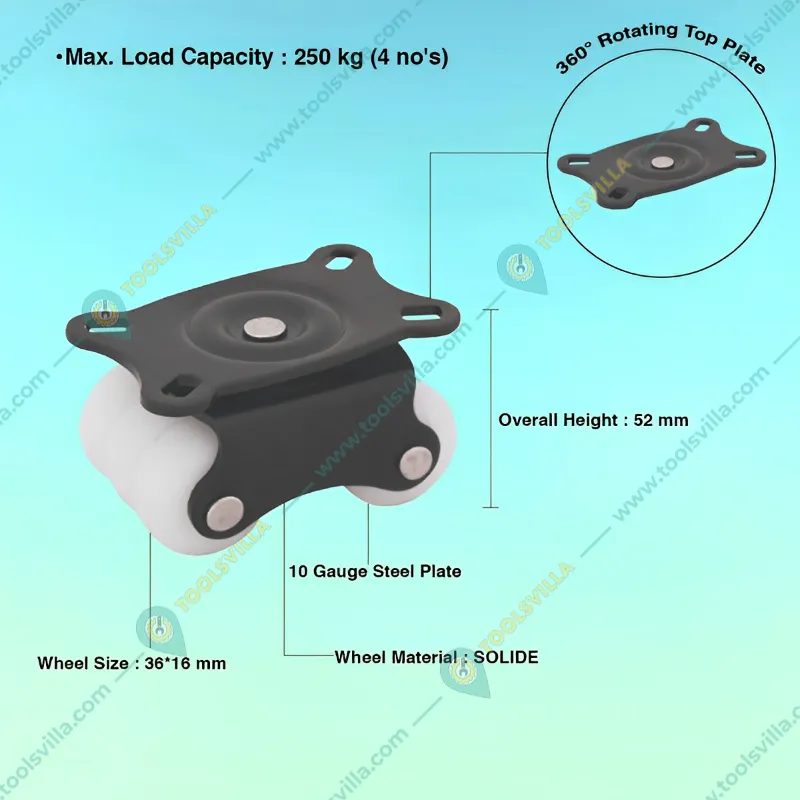 52mm Height Steel & Plastics Radius Flat 360° Rotating Plate Sixer ...