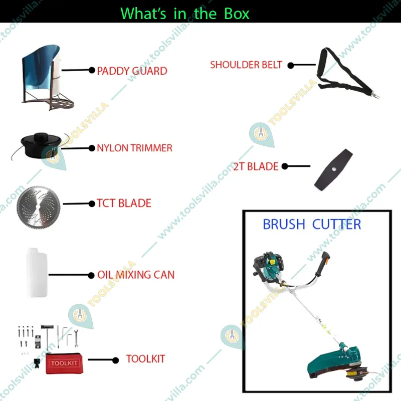 Heavy Duty Brush Cutter Machine, 2-stroke, 52cc with Combo