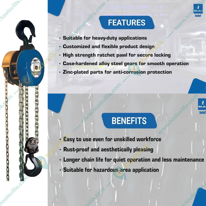 Bajaj Indef P Series 2 Ton Double Fall Chain Pulley Block With 8 mm ...