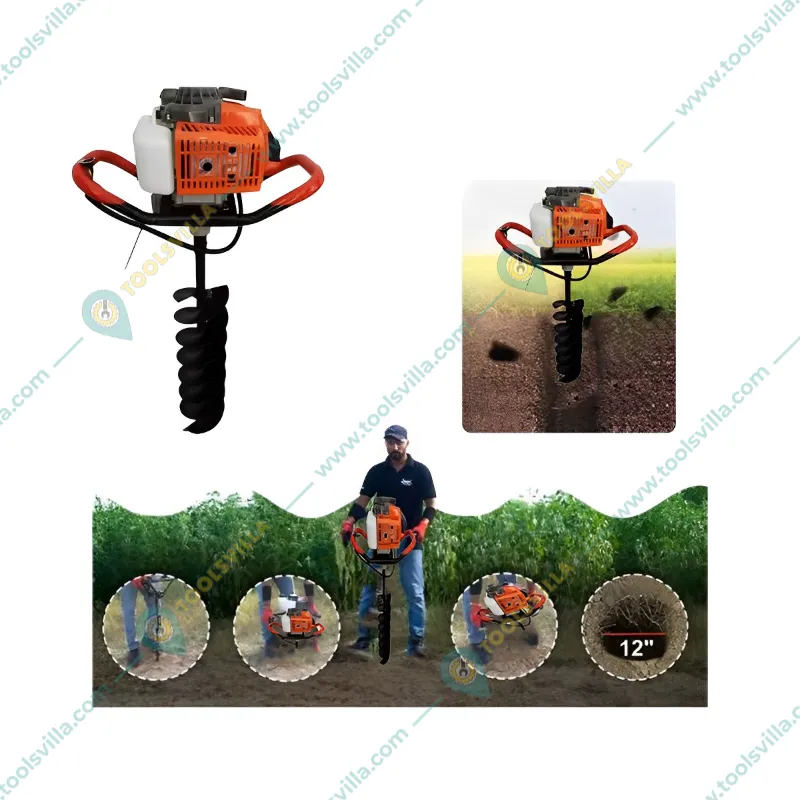 2.6 HP Earth Auger with 12 inch Auger Bit