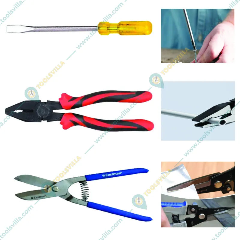 Eastman Screw Driver, Combination Plier, Tin Cutter