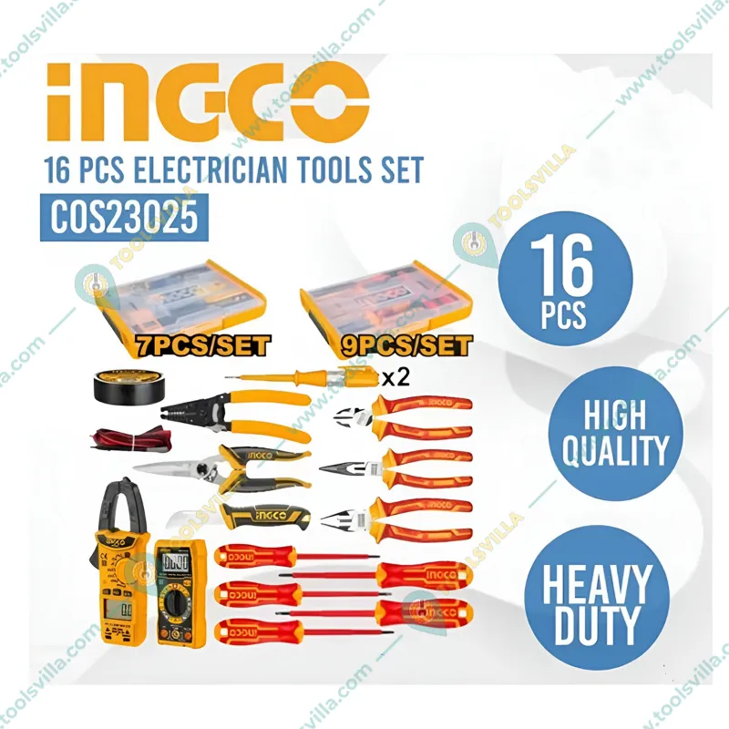 INGCO - Ingco 16 Pcs Electricians Tools Set (COS23025)