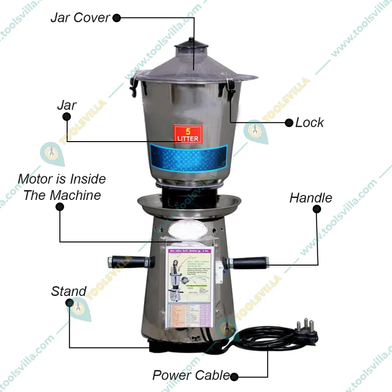 Generic ( Made in India ) - Heavy Duty 5L Mixer Machine, 1.5 HP, 12Kg/hr