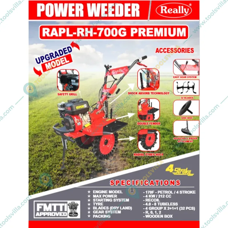 Really RAPL-RH-700G PREMIUM, 7 HP 212CC 4 Stroke Petrol Power Weeder ...