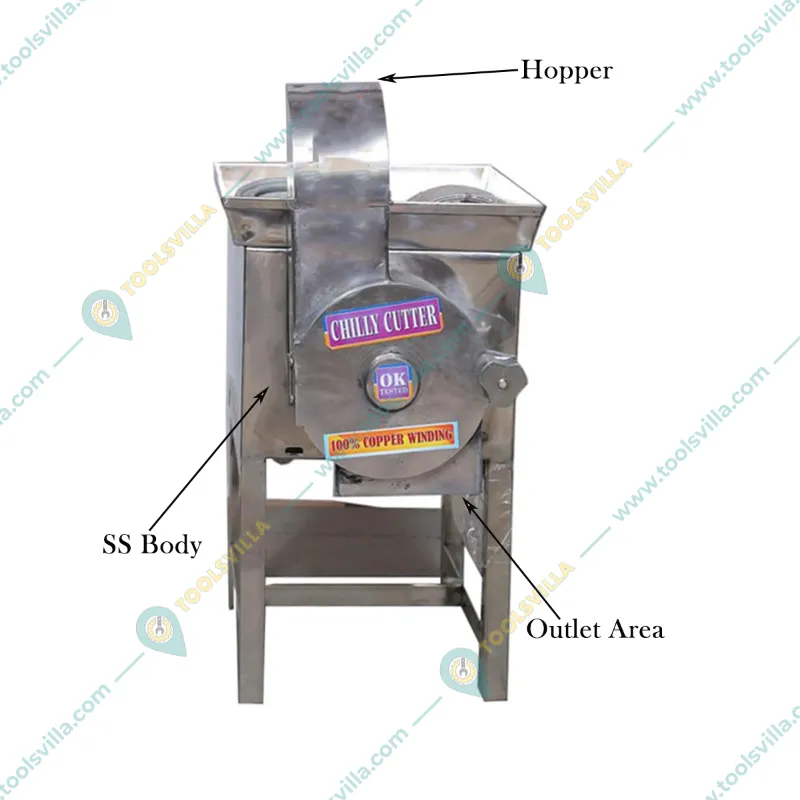 Commercial Chili Onion Cutter Machine, 1 HP, 70kg/hr
