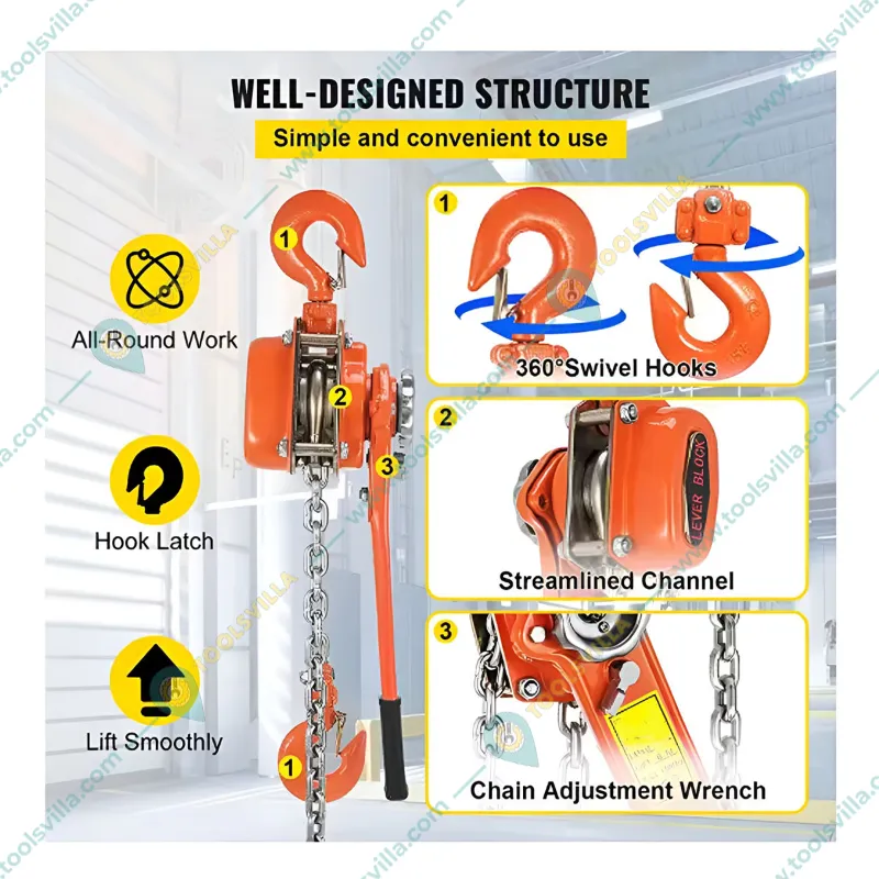 HT 3 Ton Ratchet Lever Hoist With 3 Meter Max. Lifting Height, 8 mm Chain