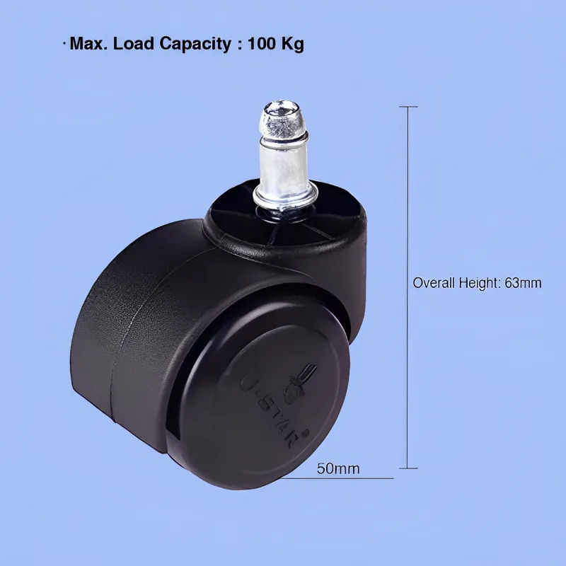 Twin Wheel Castor (King Pin), 100 Kg Load Capacity