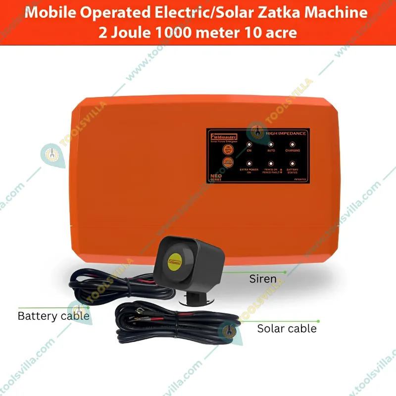 Mobile operated Electric/Solar Zatka Machine 2 Joule 1000 meter 10 acre
