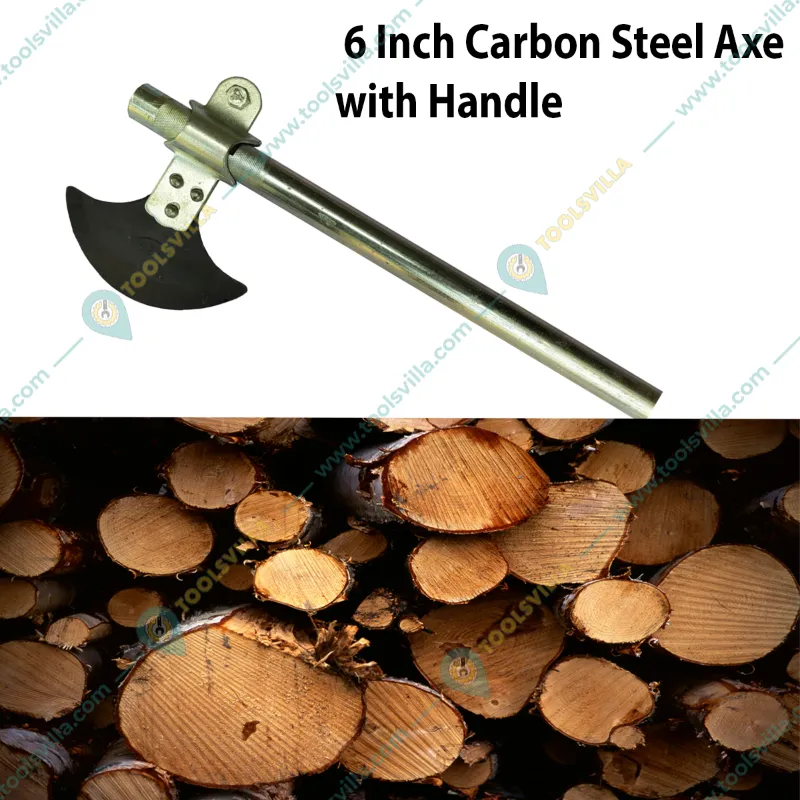 Bharat Agrotech 6 Inch Carbon Steel Axe with Handle for Heavy Cutting