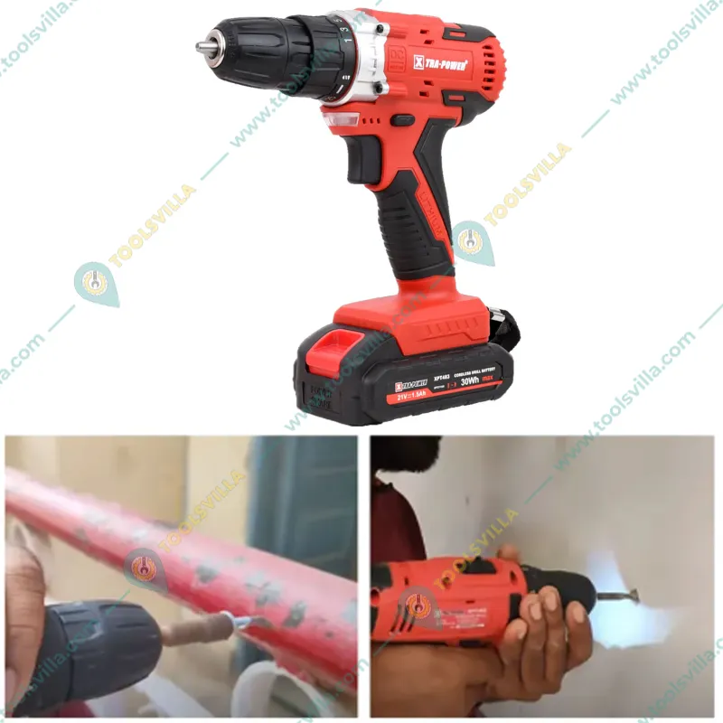 Xtra-Power 10 mm 21V Cordless Drill with Accessories, 0-1350 RPM (XPT 483)